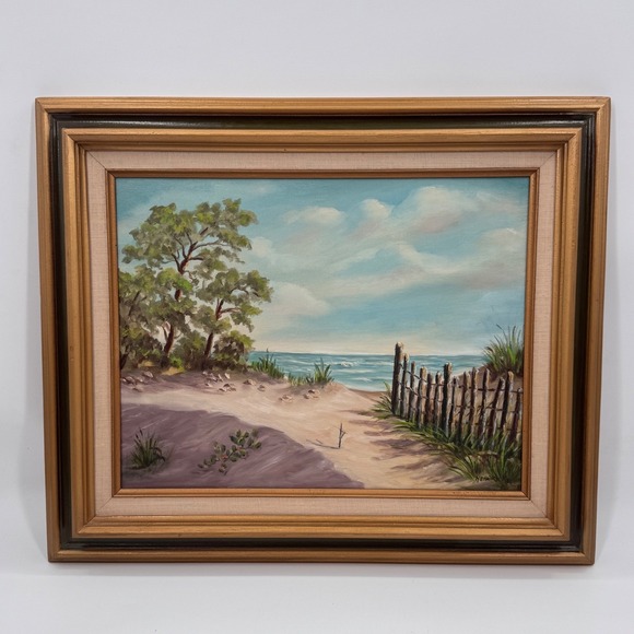 Art | Vintage 198 Coastal Dune Oil Painting Signed Mary Hendricks ...